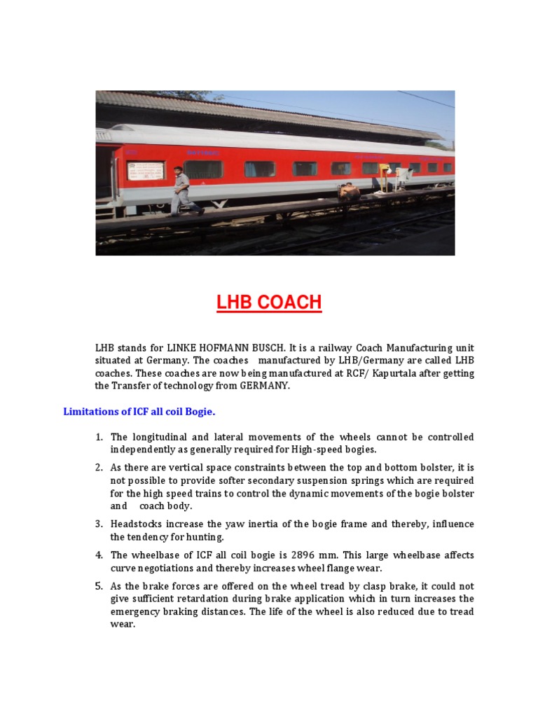 LHB Coach | PDF | Suspension (Vehicle) | Housekeeping