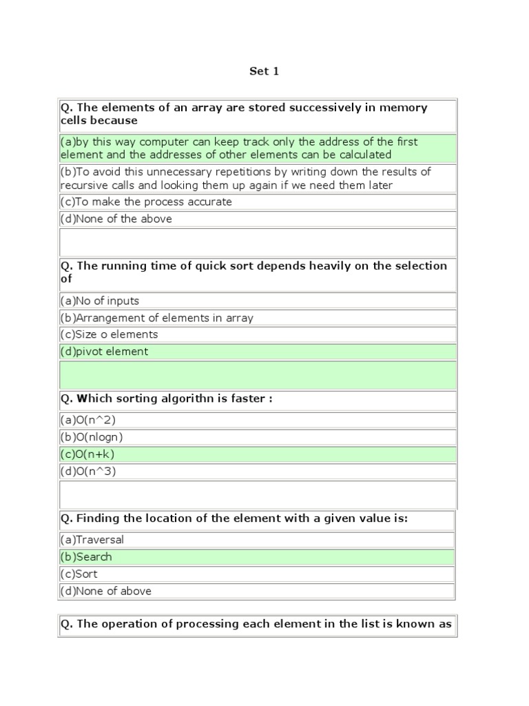 Analysis And Design Algorithm Mcq S Time Complexity Array Data Structure