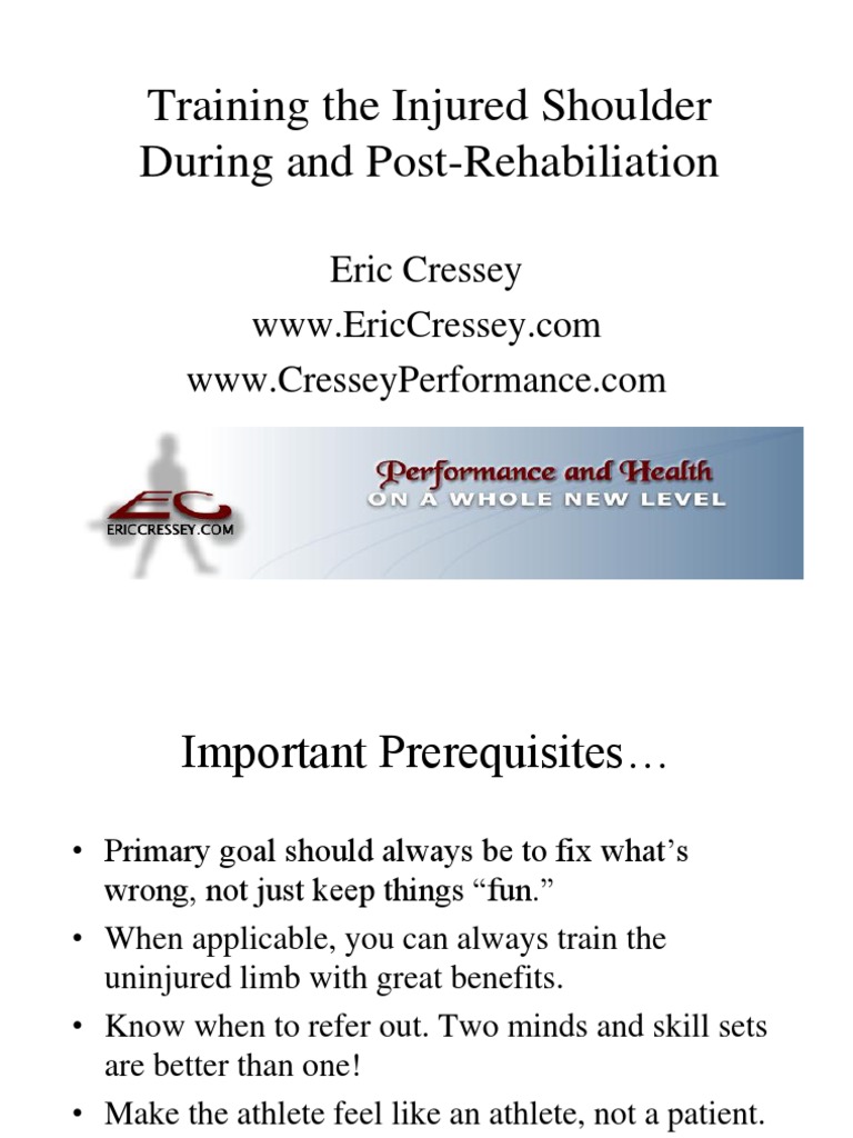 Training The Injured Shoulder During and Post Rehab - Handouts | PDF ...