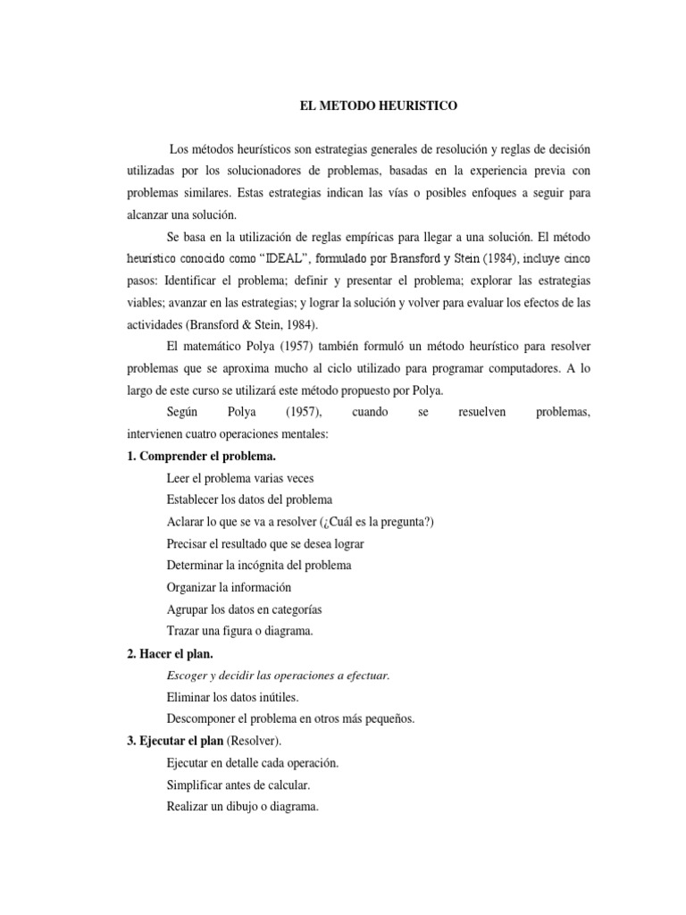El Metodo Heuristico Pdf Heurístico Método Científico 6193
