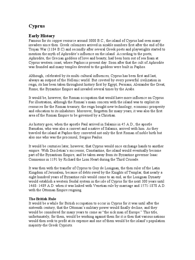 Cyprus History | PDF | Cyprus | Europe Travel