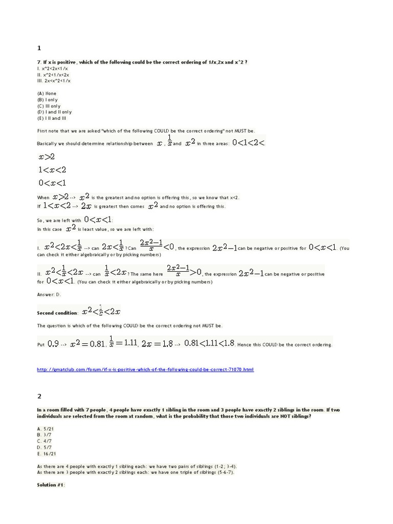 25 Hardest Questions From The GMAT Club Forum Solutions | PDF ...