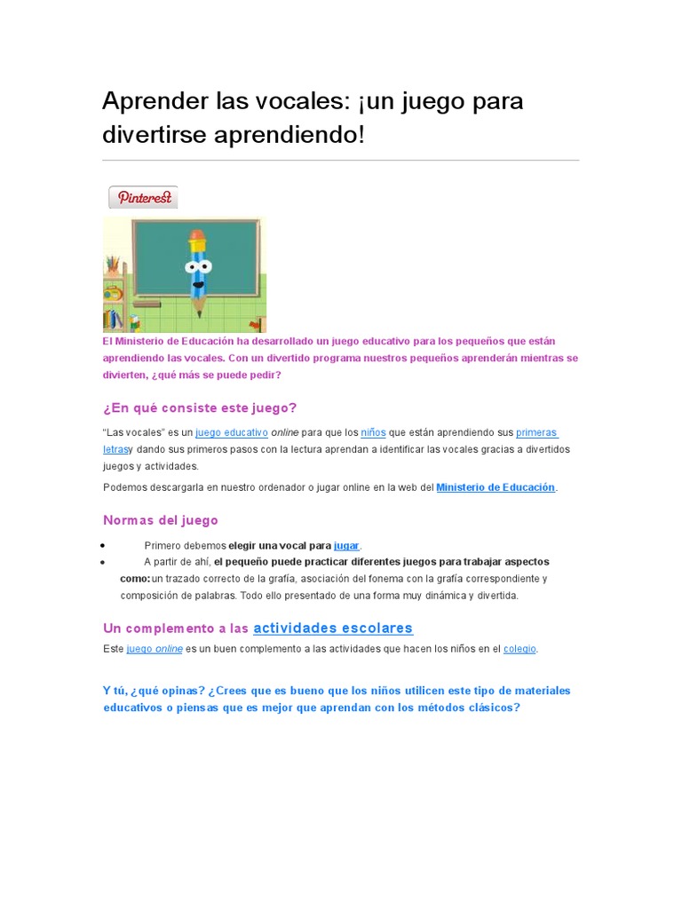 Aprender Las Vocales | PDF