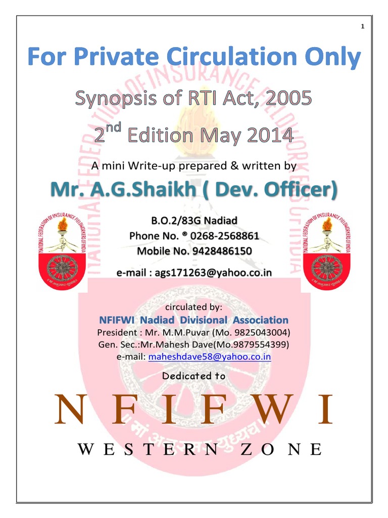 Synopsis of Rti Act 2005-2nd Edition New | PDF | Microform | Freedom Of ...