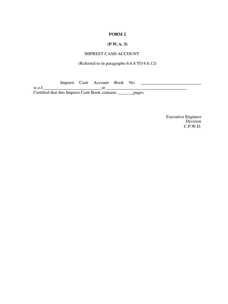 Guidelines and Form for Maintaining an Imprest Cash Account | PDF ...