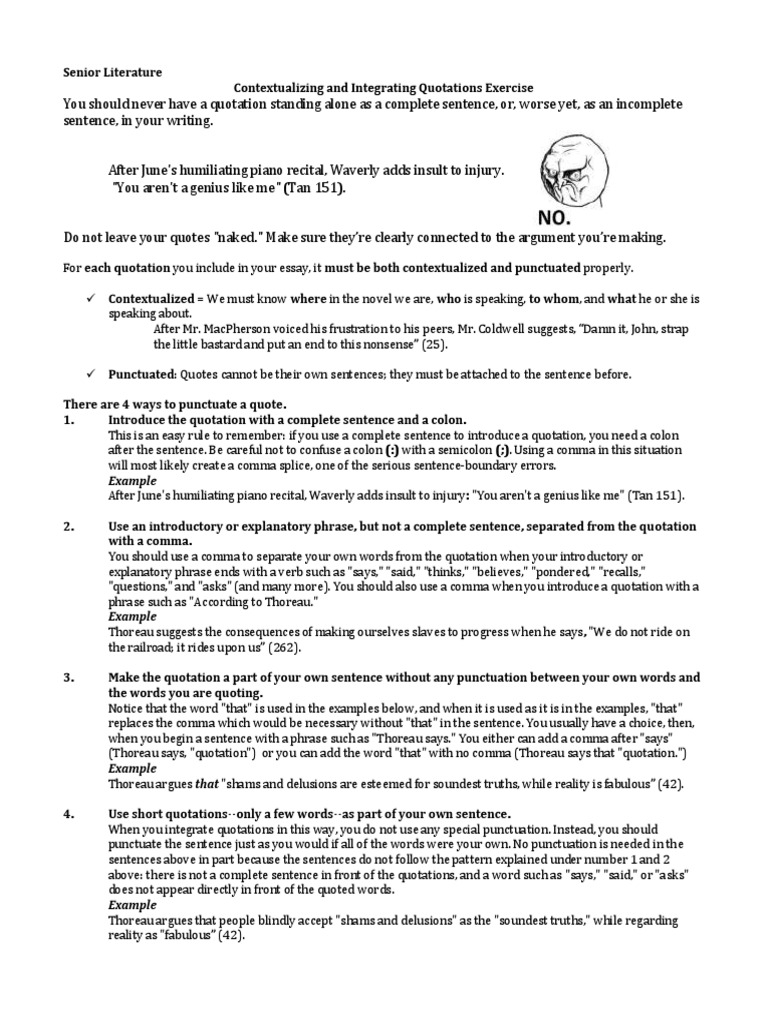 Contextualizing and Punctuating Quotes | PDF | Comma | Language Mechanics