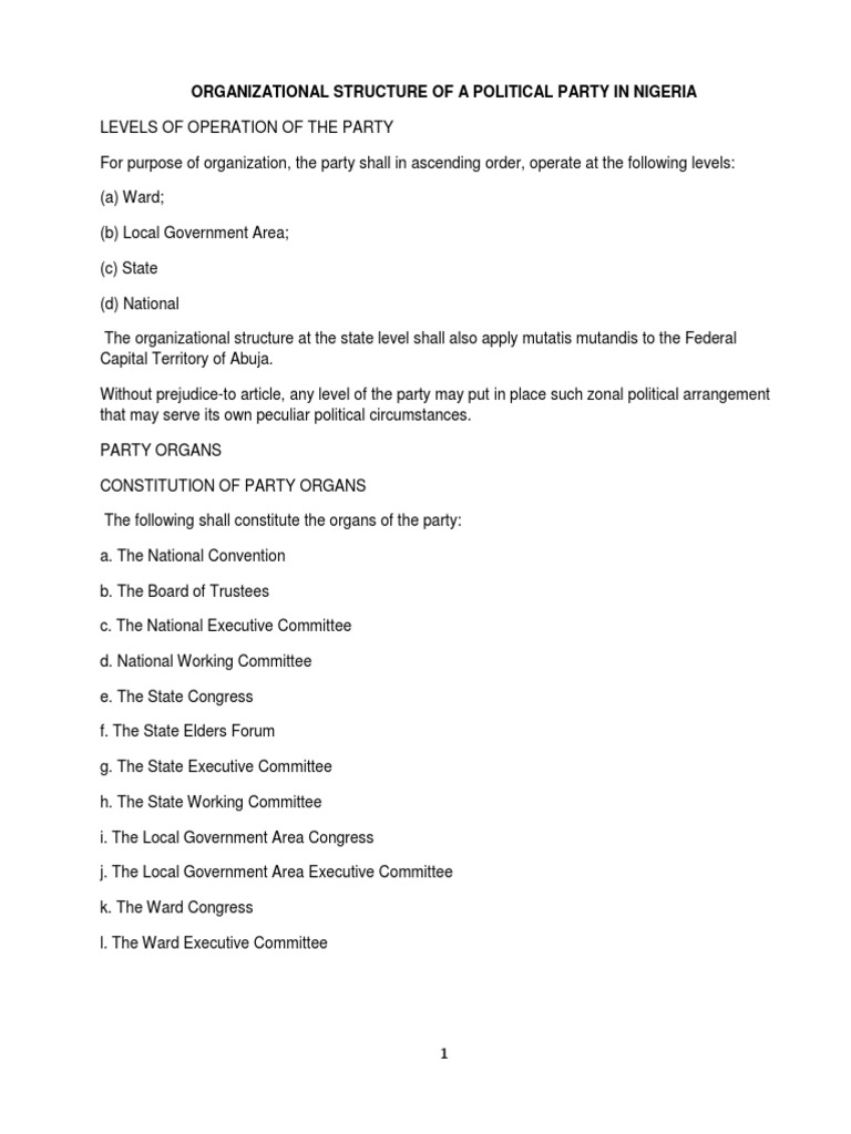 Organizational Structure of A Political Party in Nigeria | PDF | Local ...