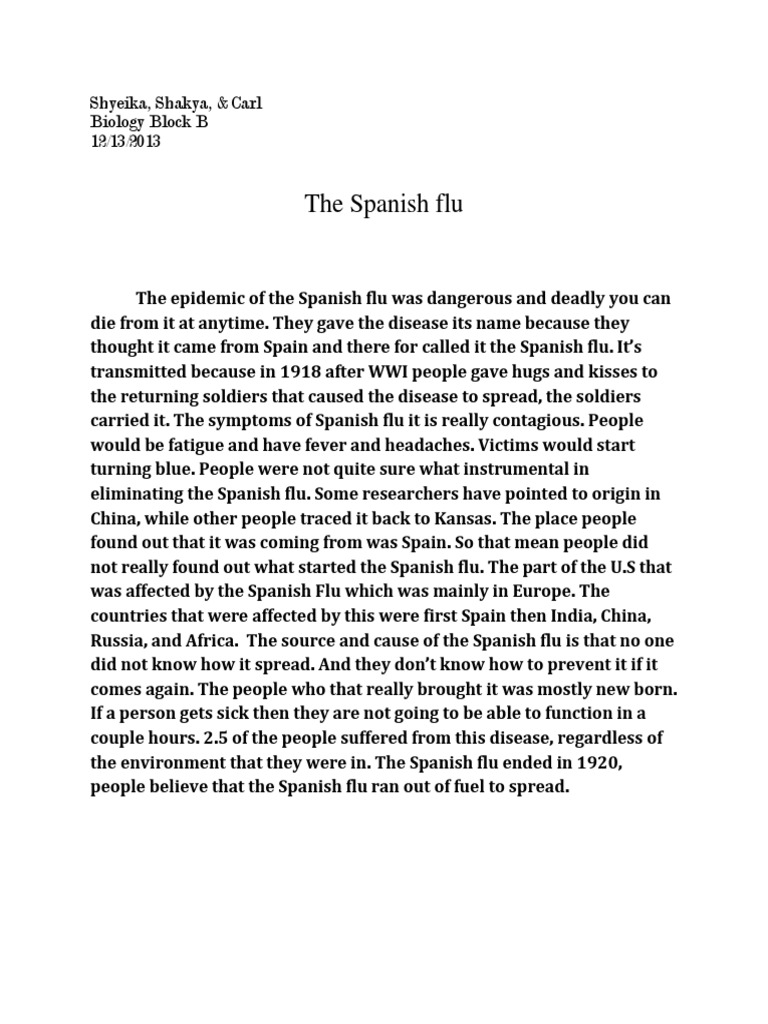 Overview of the Spanish Flu Epidemic | PDF | Social Science