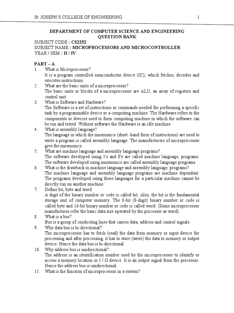 Microprocessors and Microcontrollers Question Bank: Fundamental Concepts of Microprocessors ...