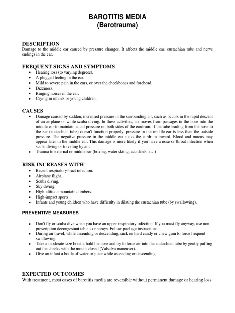 Barotitis Media (Barotrauma) : Description | PDF | Ear | Clinical Medicine