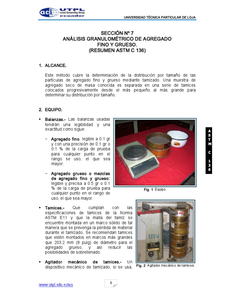 Granulometria Resumen Astm c 136 | Naturaleza | Matemáticas