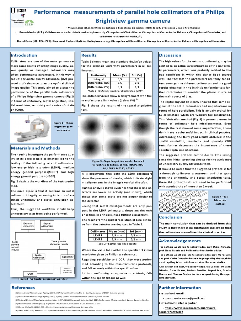 Poster - Performance Measurements of Parallel Hole Collimators of A ...