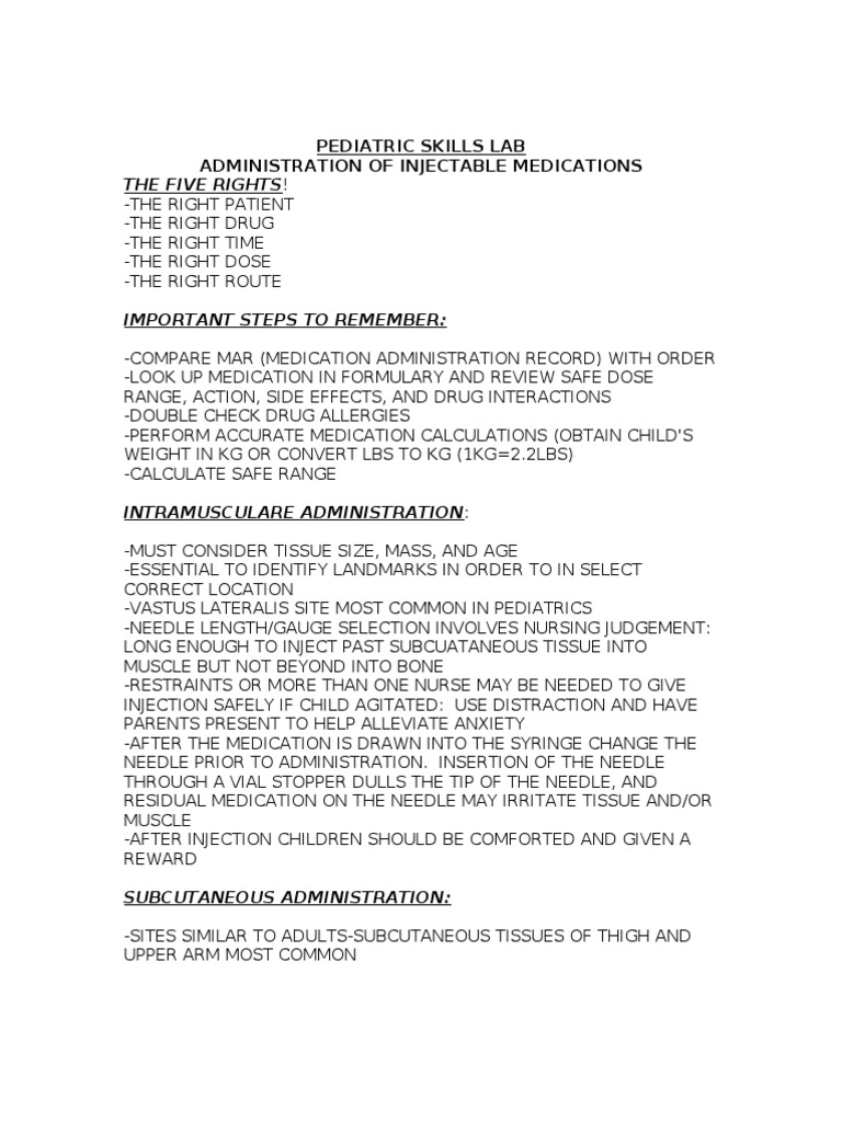The Five Rights!: Pedi Atric Skills Lab Administration of Injectable ...