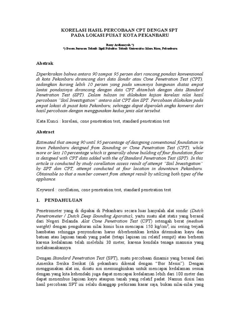 Korelasi Data SPT Vs CPT | PDF | Metode & Bahan Ajar | Sains & Matematika