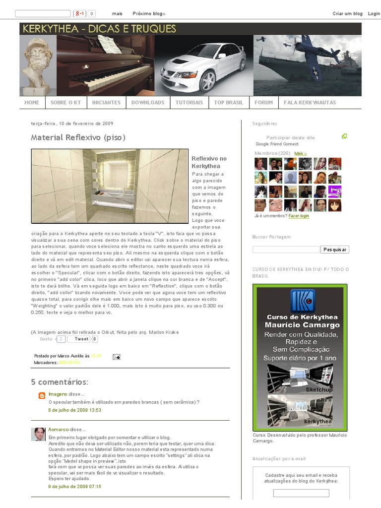 Kerkythea - Dicas e Truques - Material Reflexivo (Piso) | PDF | SketchUp | Informática