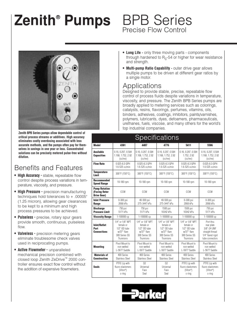 BPB Pumps Data Sheet | Flow Measurement | Pump