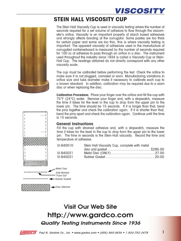 Stein Hall Viscosity Cup | PDF