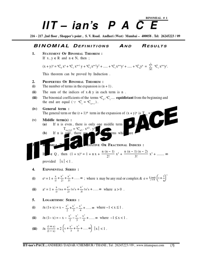 Binomial Theorem | PDF | Discrete Mathematics | Algebra
