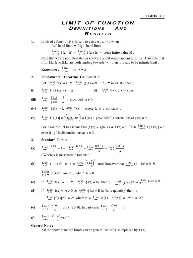 Limits of Function | PDF | Calculus | Elementary Mathematics