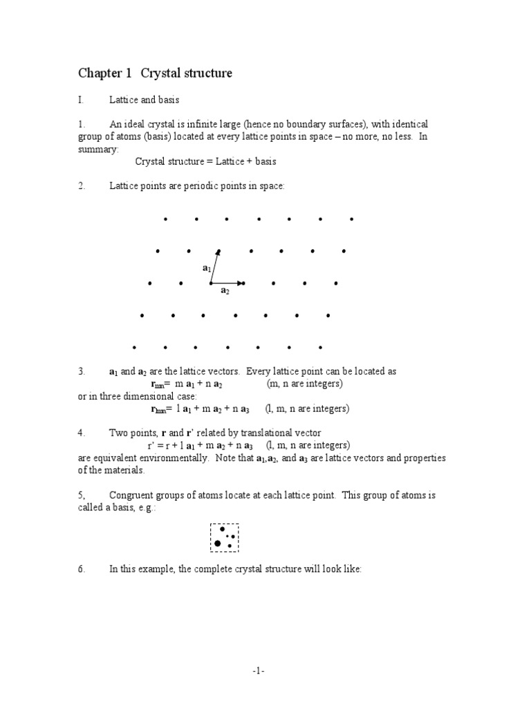 Chapter 1 Crystal Structure | PDF | Crystal Structure | Lattice (Group)