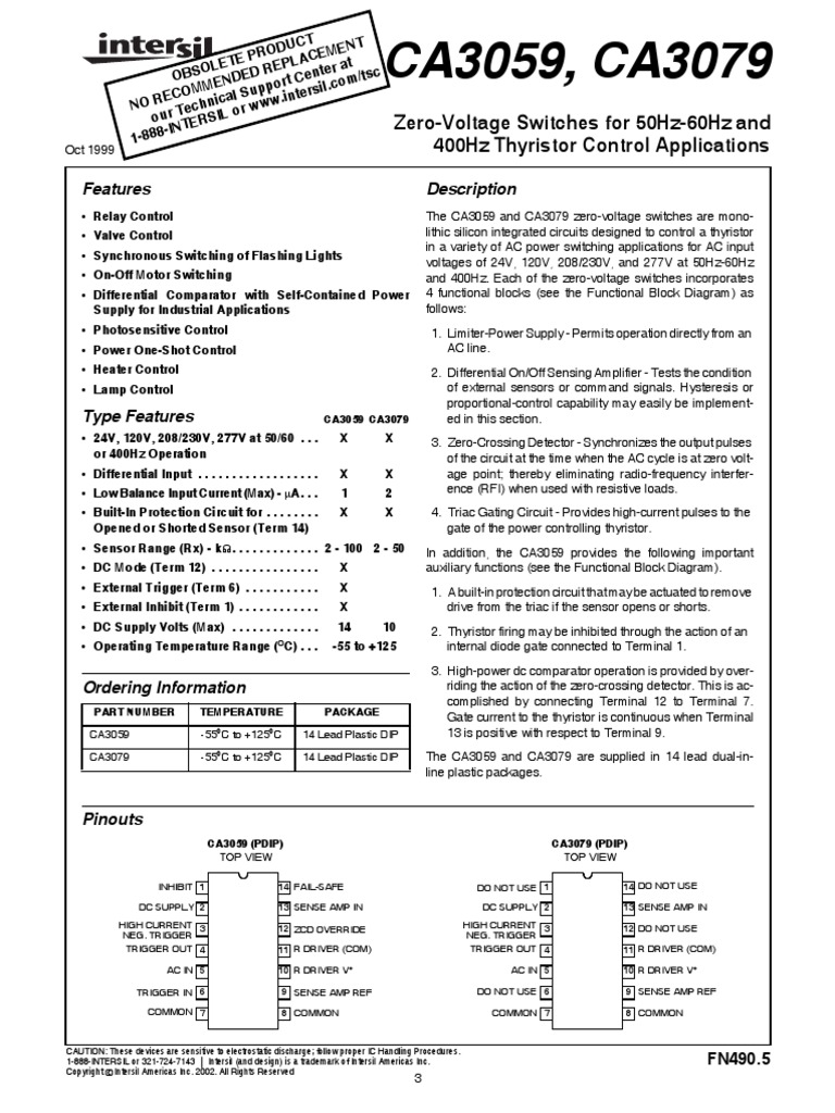 CA3059 | PDF | Power Supply | Electronic Circuits