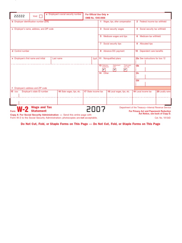 W 2 | PDF | Social Security (United States) | Federal Insurance ...