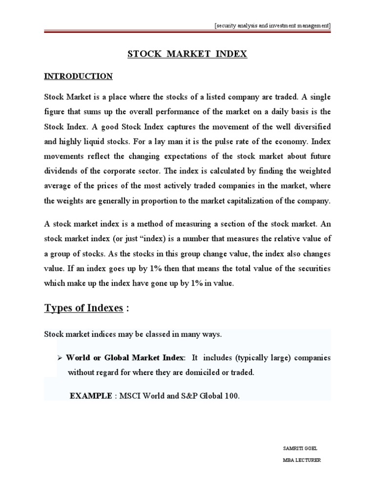 Stock Market Index | PDF | Stock Market Index | Stocks