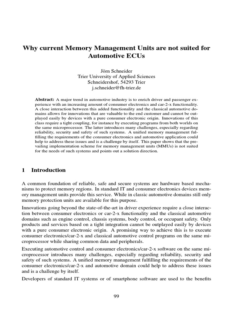 Why Current Memory Management Units Are Not Suited For Automotive Ecus | PDF | Cpu Cache ...
