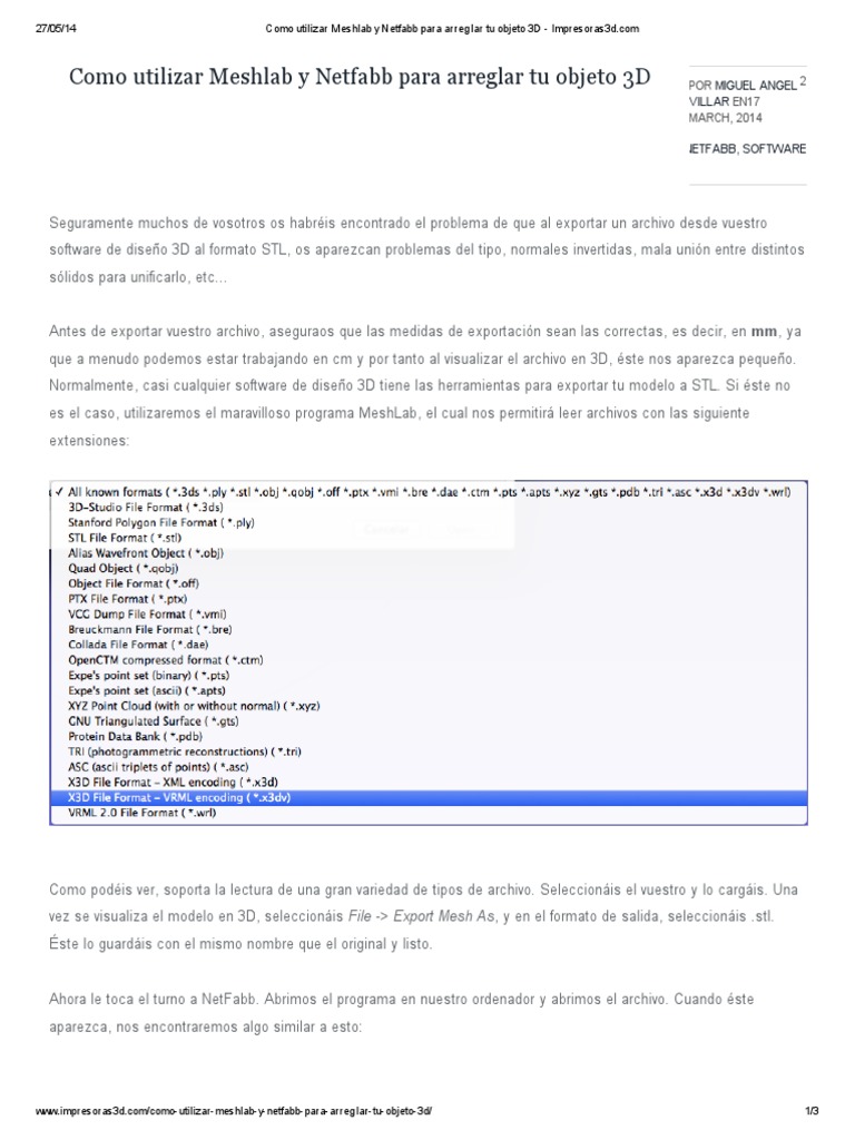 Guía para Reparar Archivos 3D STL | PDF | Archivo de computadora | Software