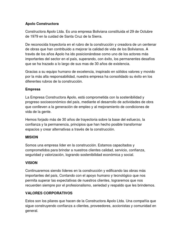 Apolo Constructora | PDF | Sustentabilidad | Liderazgo