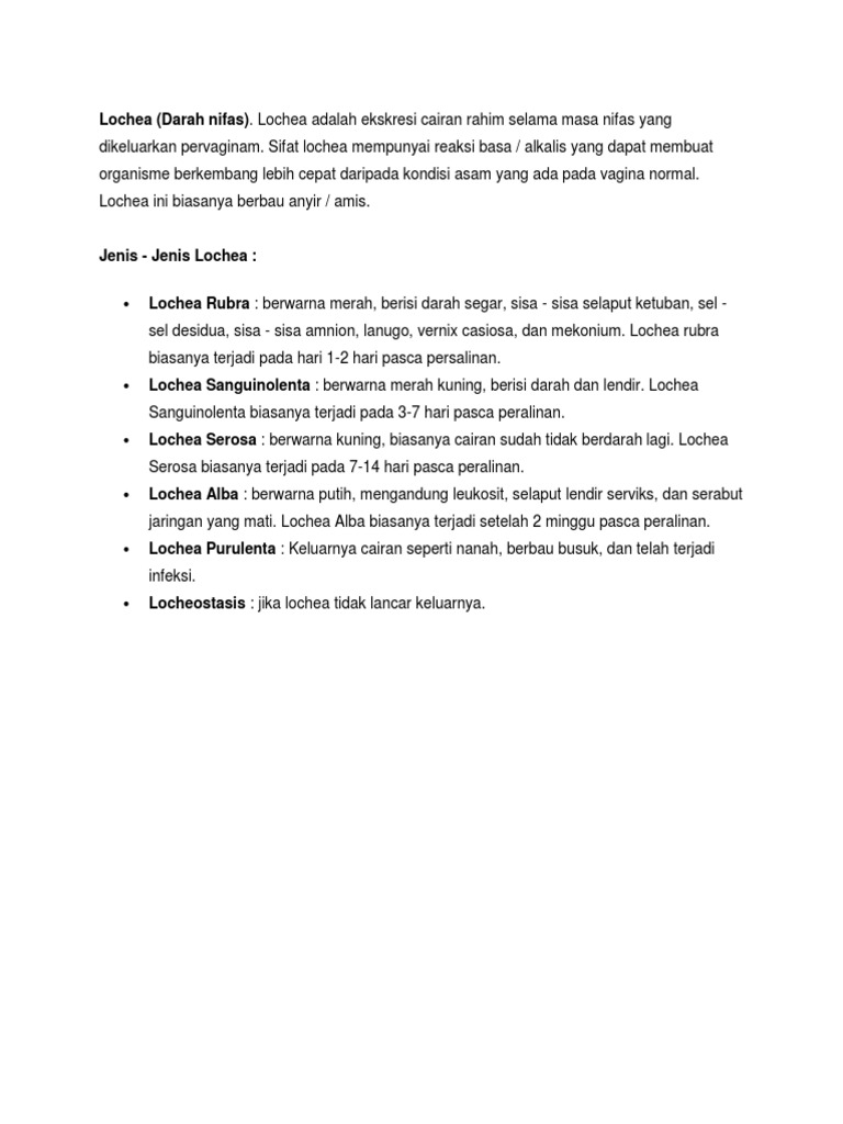 Jenis-Jenis Lochea Pasca Persalinan | PDF | Agama & Spiritualitas