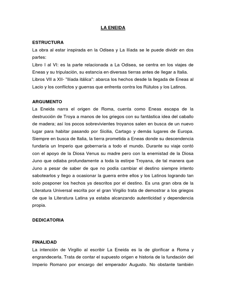 Argumento de La Eneida | PDF | Eneas | Eneida