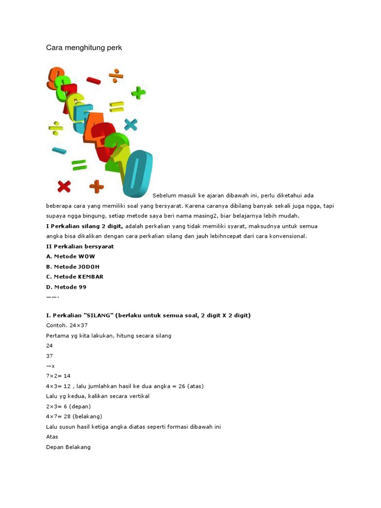 Cara Menghitung Cepat Perkalian | PDF