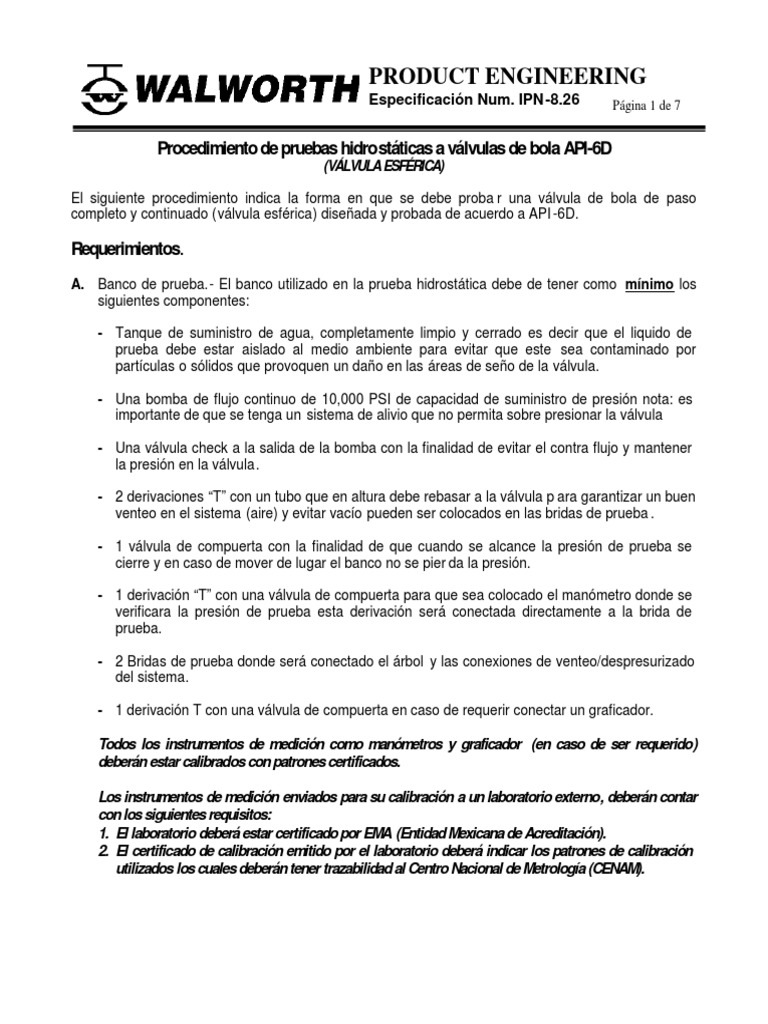 Prueba Hidrostatica Bola Trunnion | PDF