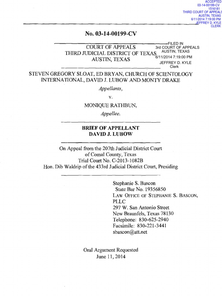 Monique Rathbun v. Scientology: Lubow Appeal | PDF | Tort | Intentional ...