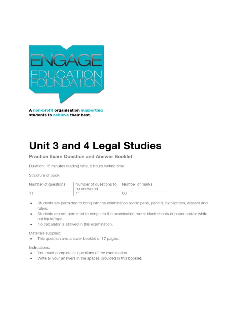 Unit 3 Legal Studies - Practice Exam | PDF | Alternative Dispute ...