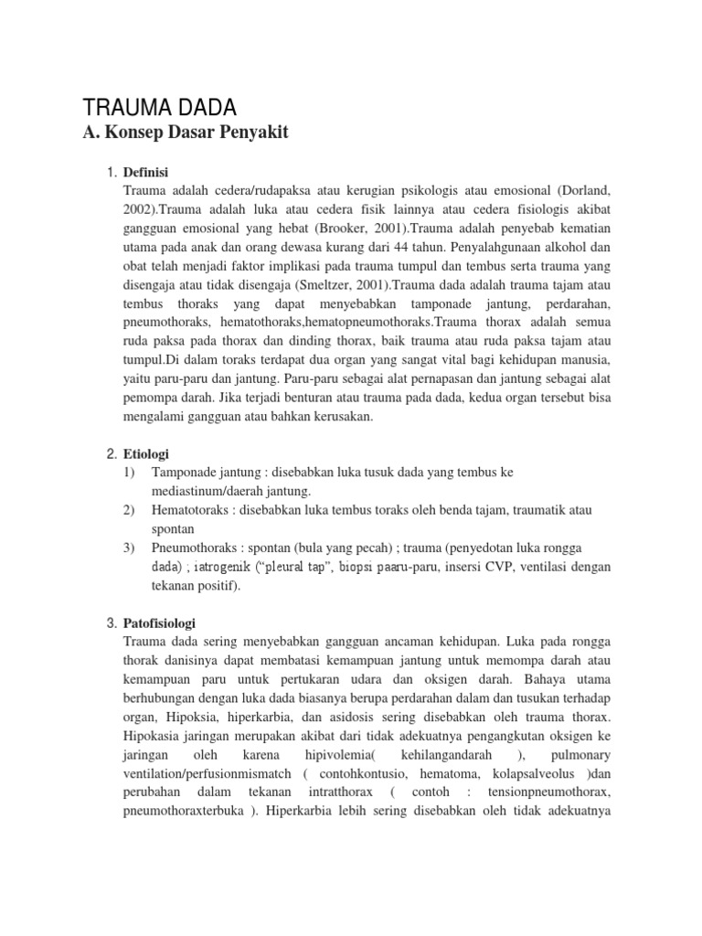 Trauma Dada, WSD Dan SOP | PDF | Ilmu Sosial | Kesehatan Holistik