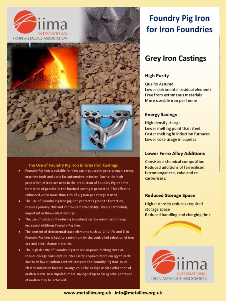 Pig Iron For Grey Iron Foundries | PDF | Foundry | Pig Iron