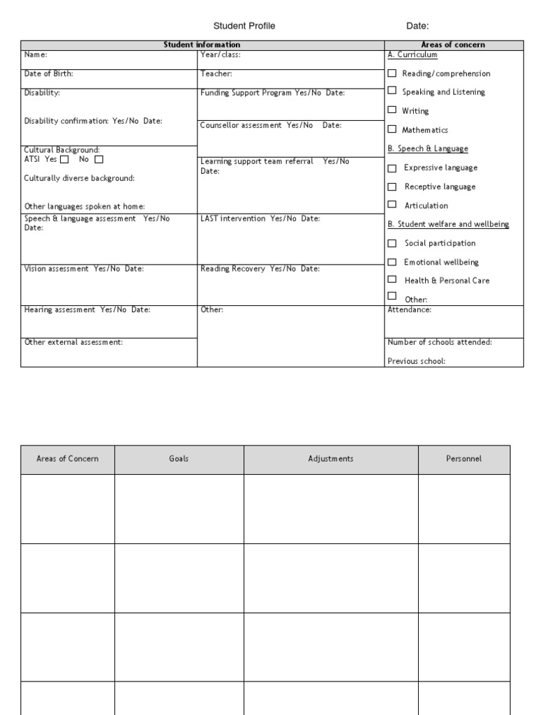 Sample Student Profile | PDF