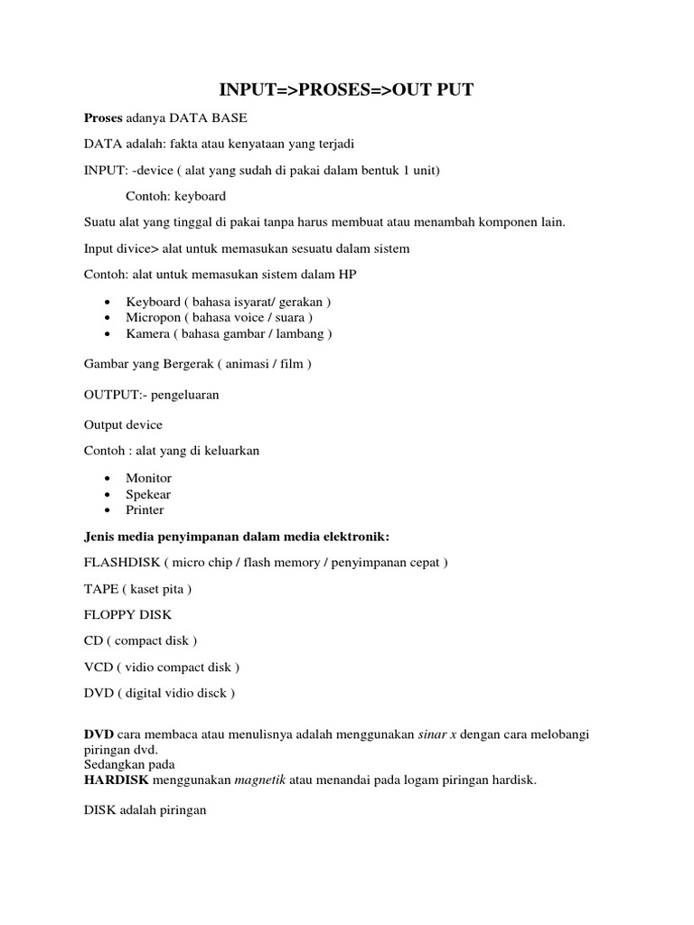 Input Proses Output | PDF | Komputer