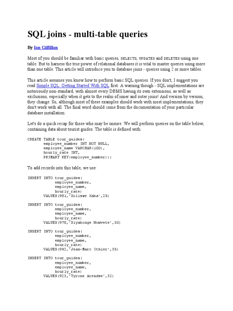 SQL Queries Multiple Join | PDF | Sql | Databases