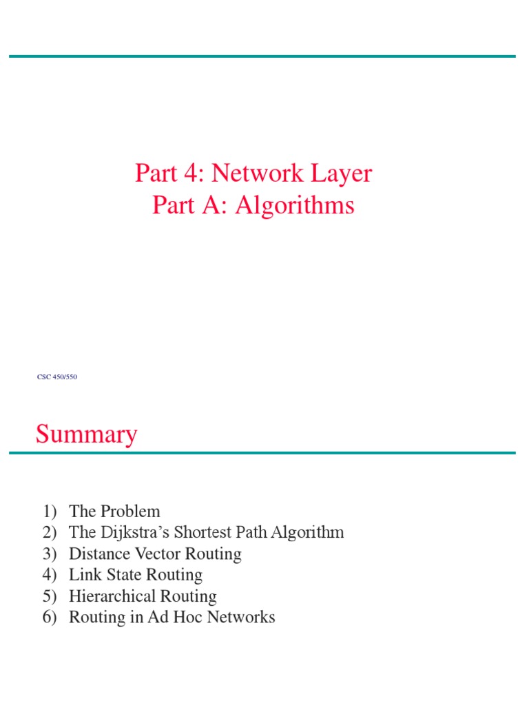 Part 4: Network Layer Part A: Algorithms | PDF | Routing | Wireless Ad ...