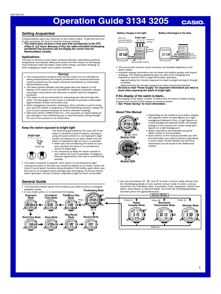 Casio Pathfinder Manual 3134 | PDF | Atmospheric Pressure | Altimeter