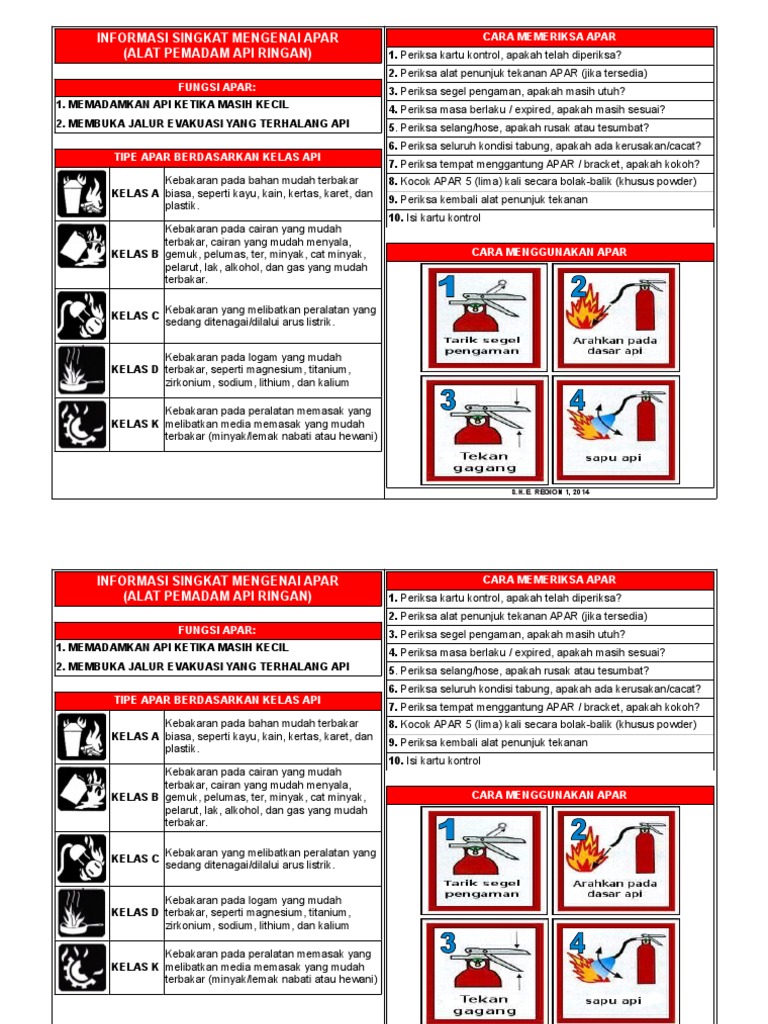 Panduan Singkat Penggunaan Alat Pemadam Api Ringan (APAR) | PDF