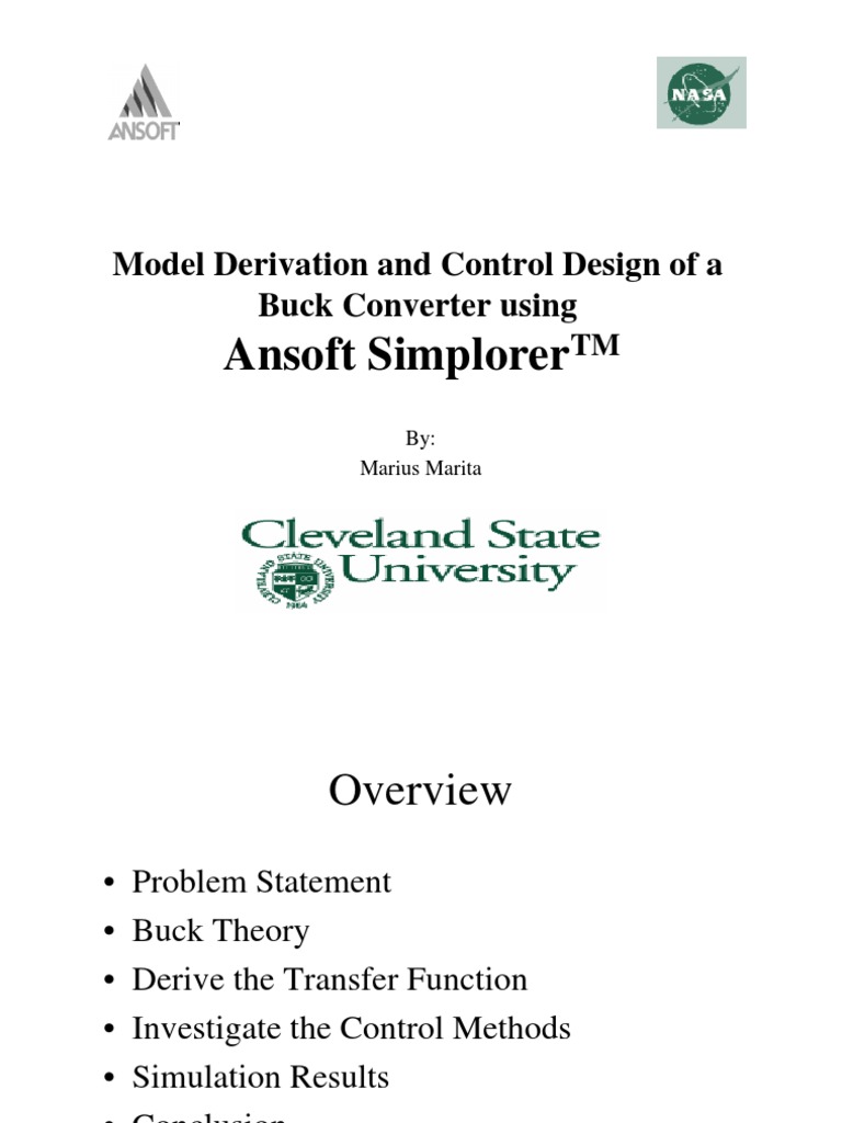Ansoft Simplorer: Model Derivation and Control Design of A Buck Converter Using | PDF | Systems ...