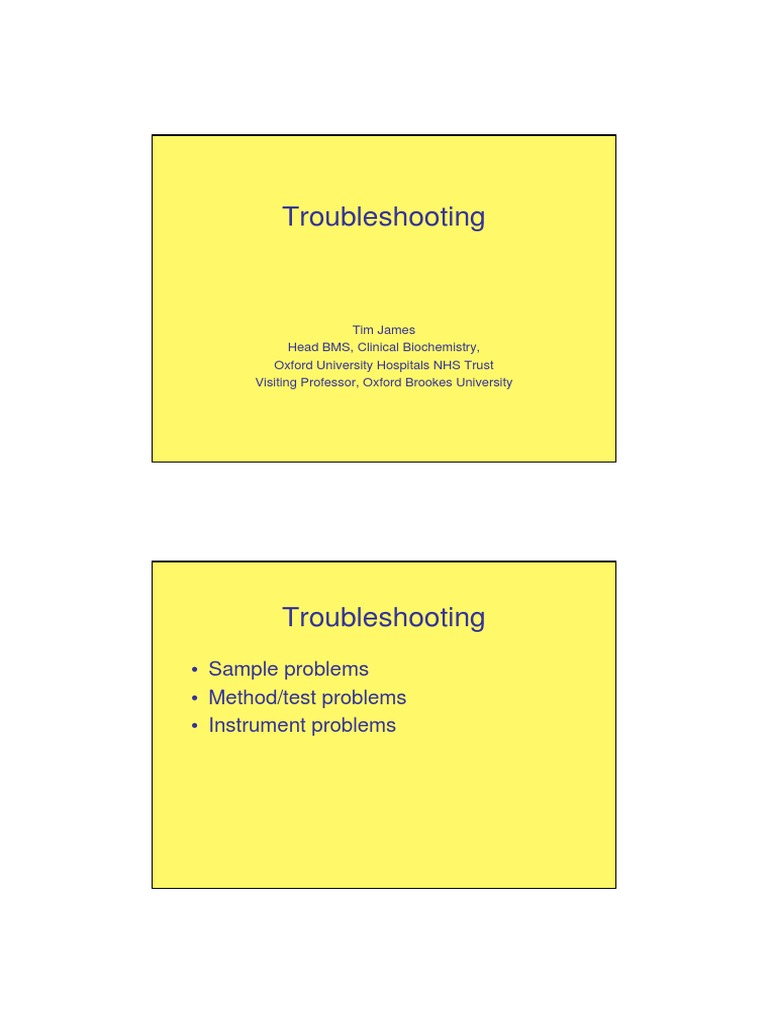 Troubleshooting: - Sample Problems - Method/test Problems - Instrument ...