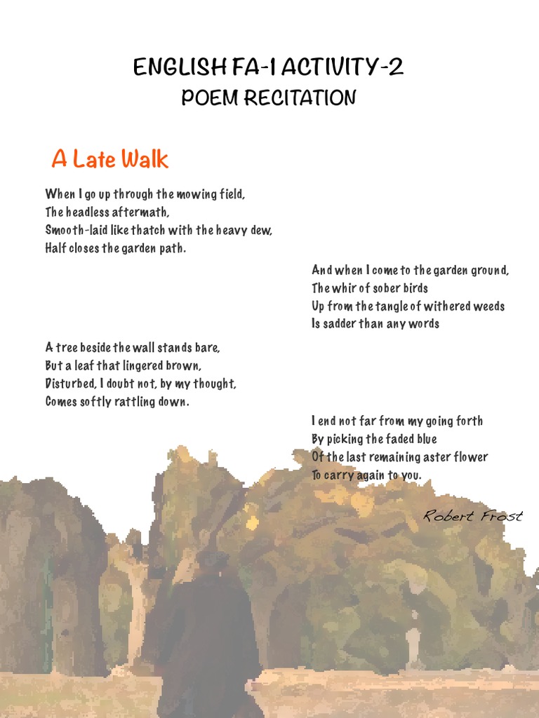 Poem Recitation: A Late Walk by Frost | PDF