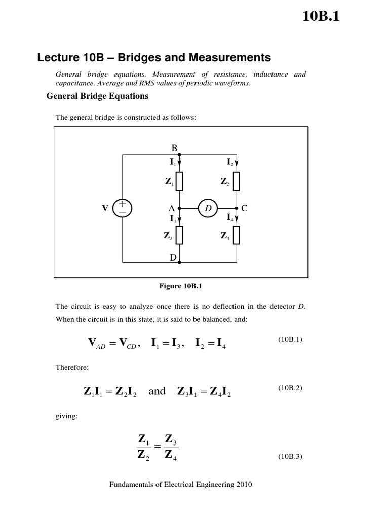 Lecture 10B - Bridges and Measurements: General Bridge Equations | PDF ...