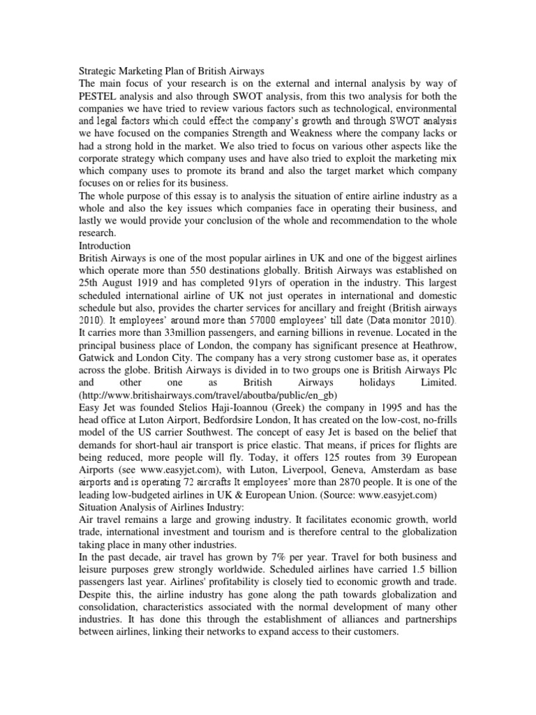 British Airways Marketing Strategy Analysis | PDF | Airlines | Low Cost ...