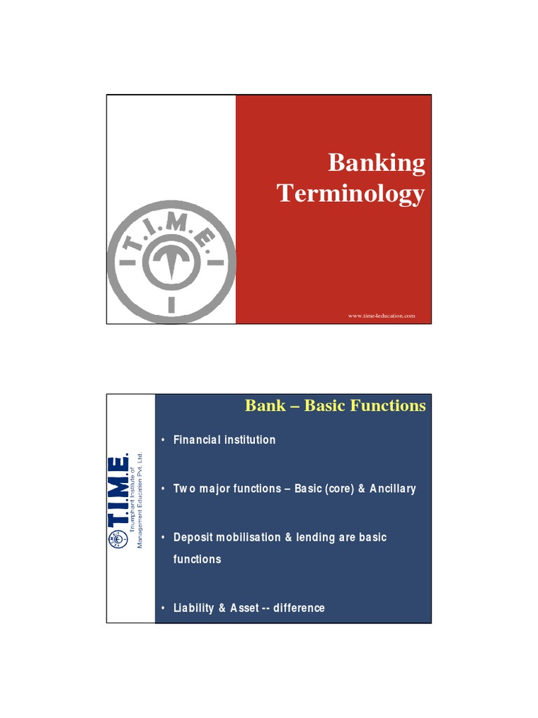 Banking Terminology: Bank - Basic Functions | PDF | Negotiable ...